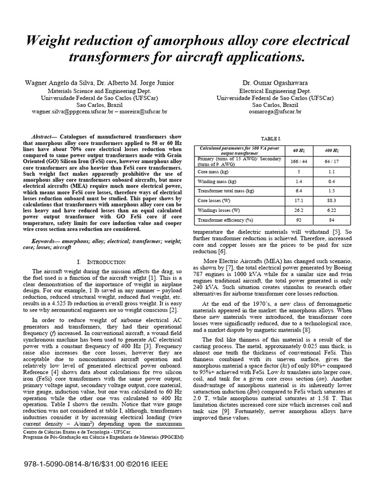 Weight Reduction of Amorphous Alloy Core Electrical Transformers For ...