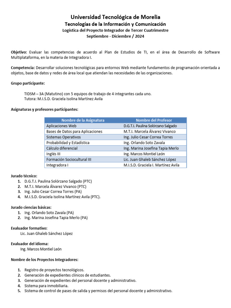 Exposición Final de Proyectos de Integradora I | PDF | Script Java | Informática