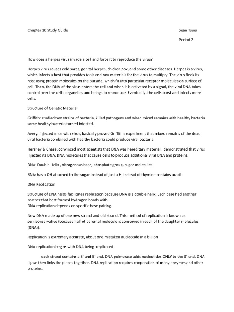 Chapter 10 Biology Study Guide | PDF