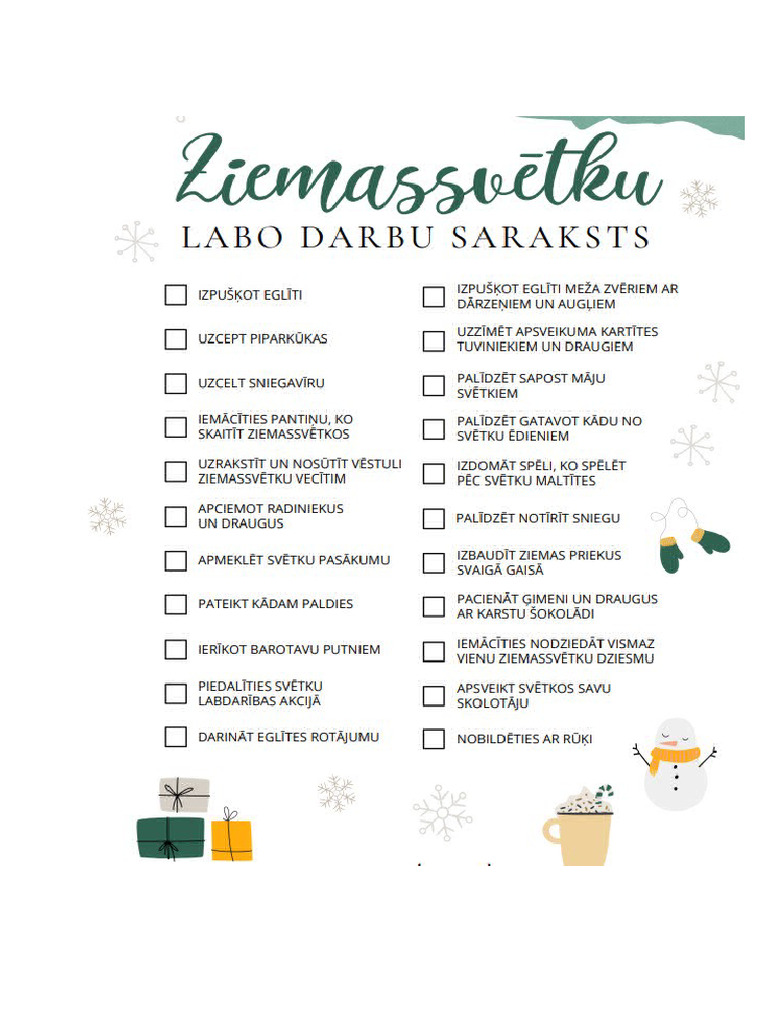 Uzdevums(1) Ziemassvētku labo darbu saraksts | PDF