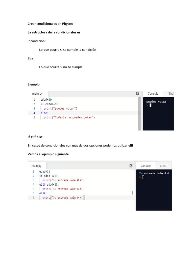 Condicionales en Python: Guía y Ejercicios | PDF