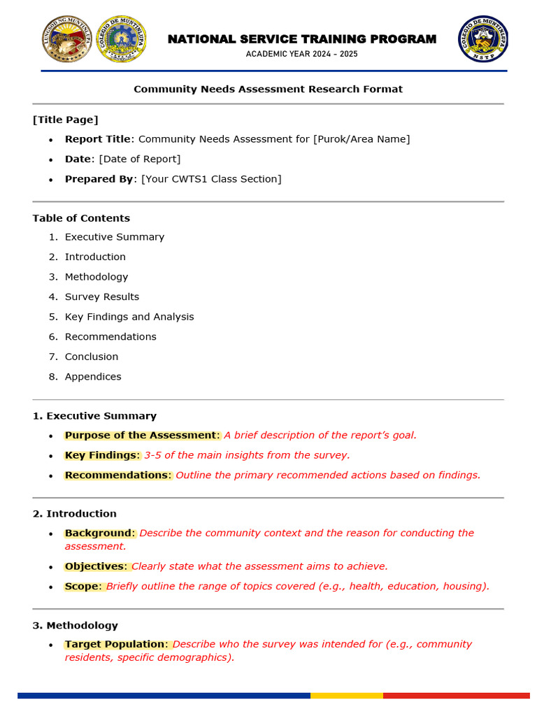 Community Needs Assessment Report Template | PDF | Survey Methodology ...