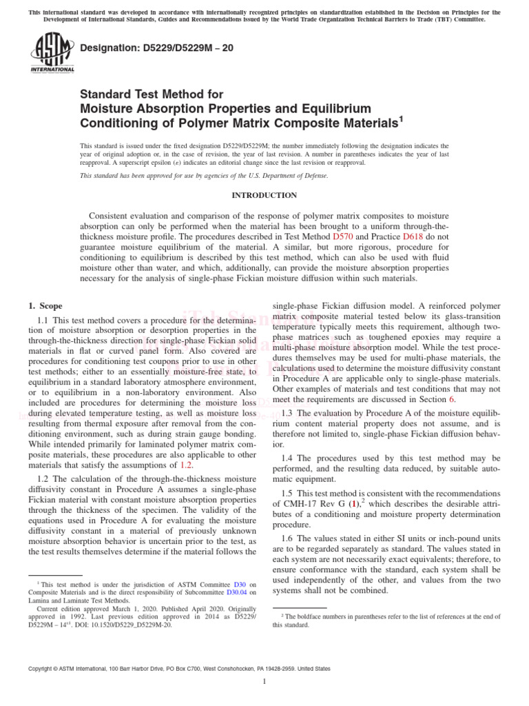 Standard Test Method For Moisture Absorption Properties and Equilibrium ...