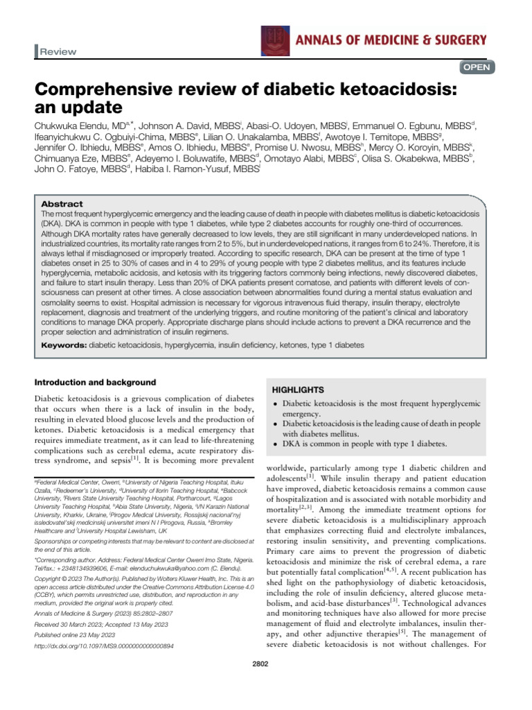 Comprehensive review of diabetic ketoacidosis | PDF | Hyperglycemia ...