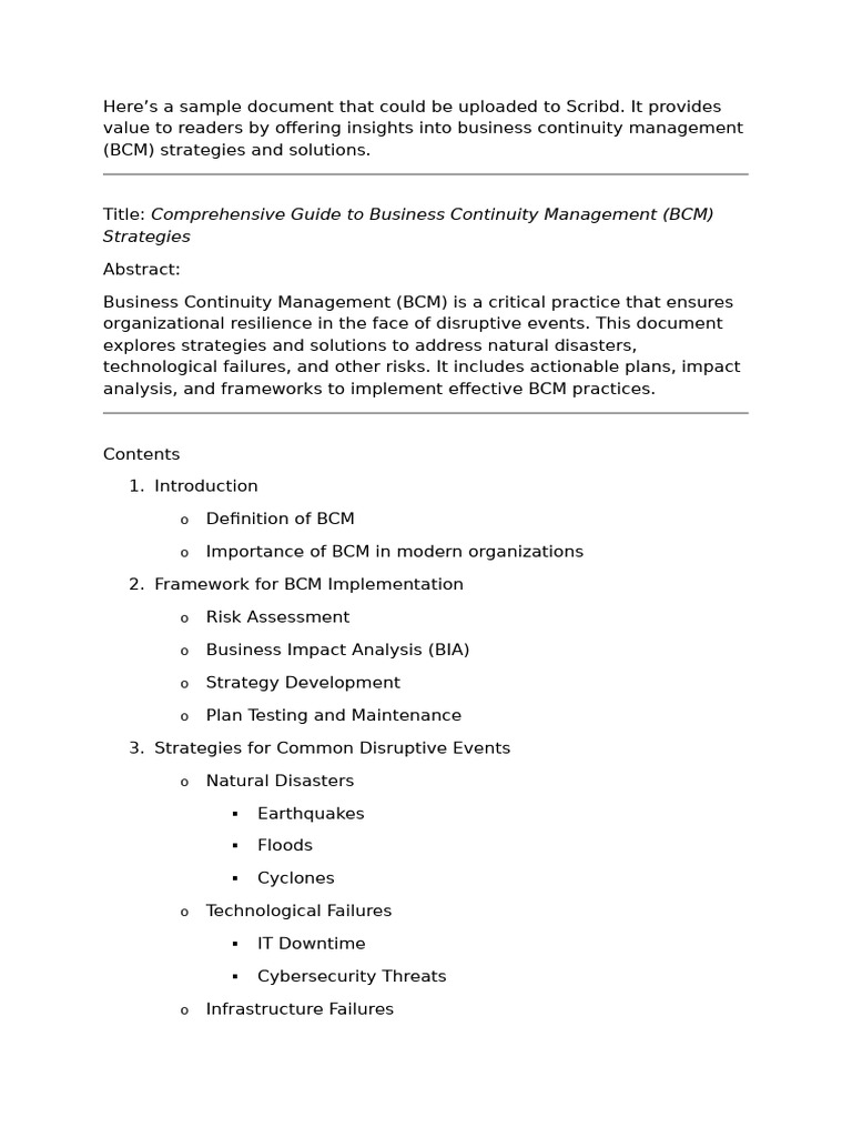 Comprehensive Guide To Business Continuity Management (BCM) Strategies ...