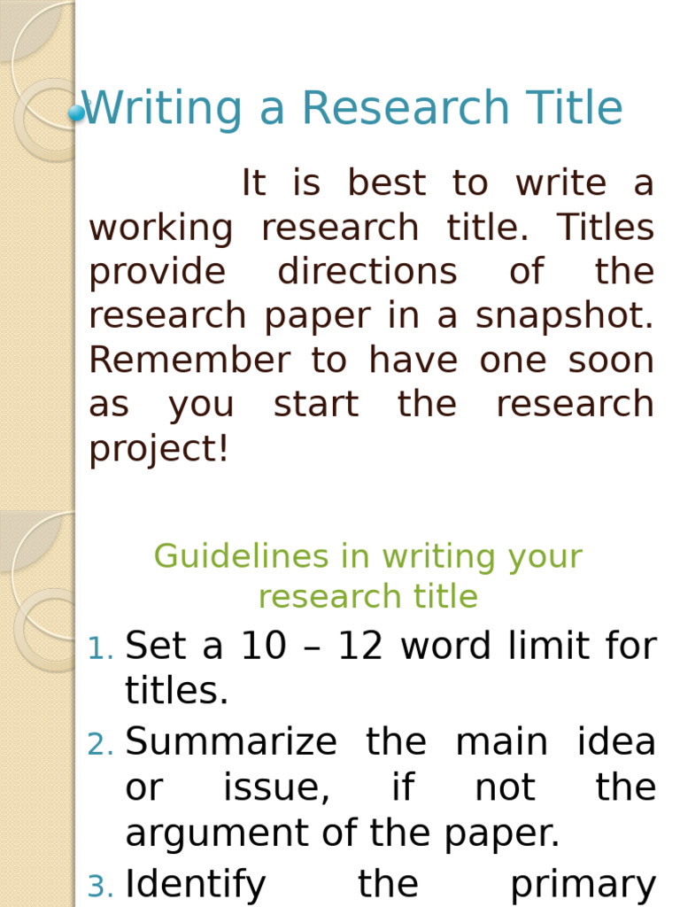 Research Title Writing Guide | PDF