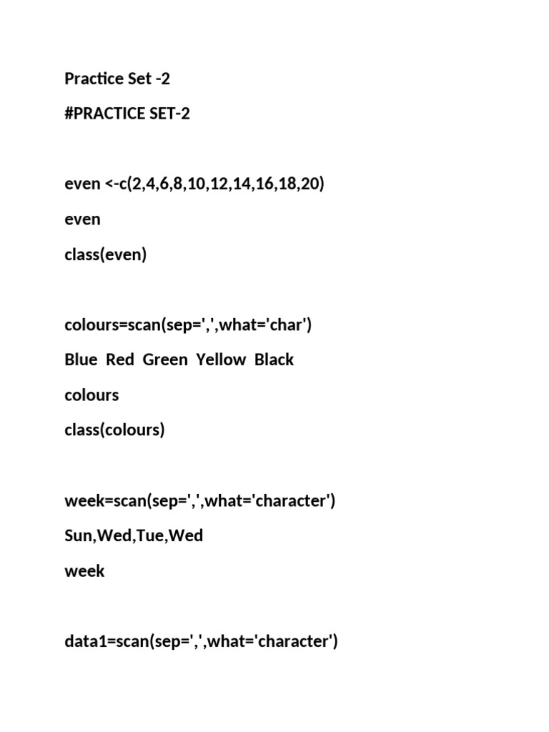 r practice set 2 | PDF | Computing | Computer Data
