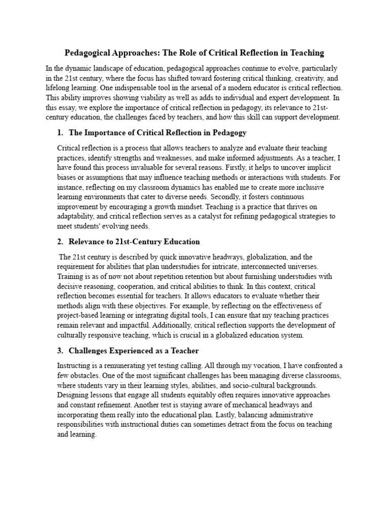 Pedagogical Approaches | PDF | Pedagogy | Teachers