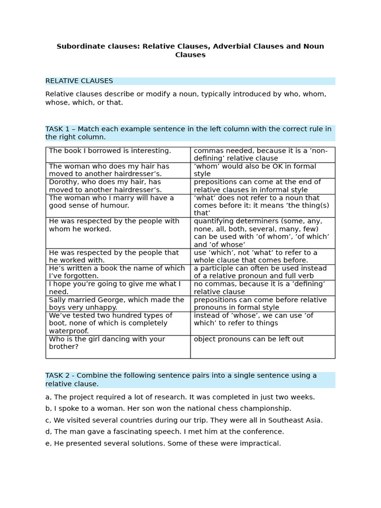 Clauses | PDF | Adverb | Syntax