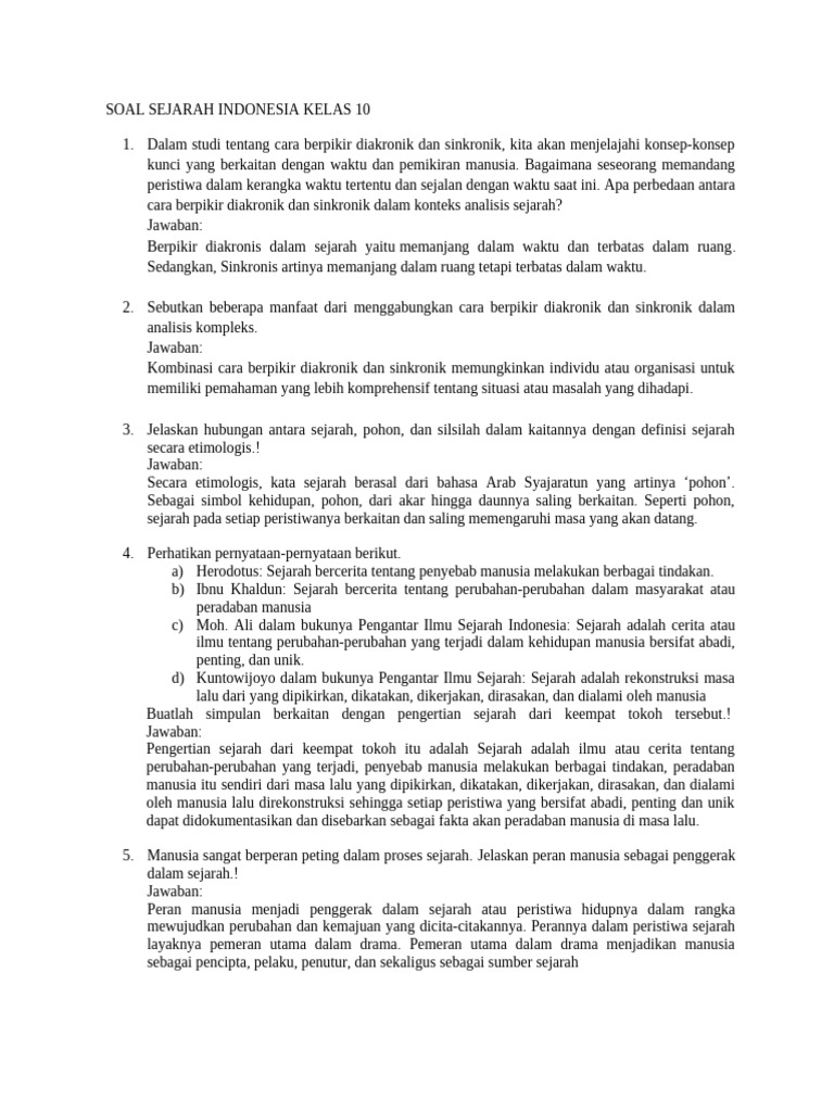 Konsep Diakronik dan Sinkronik Sejarah | PDF