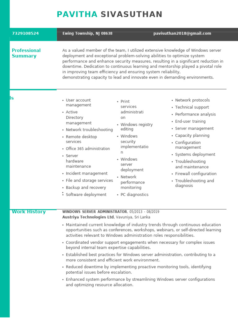 Pavitha SivaSuthan Resume Tech2025 | PDF | Microsoft Windows | Computer ...