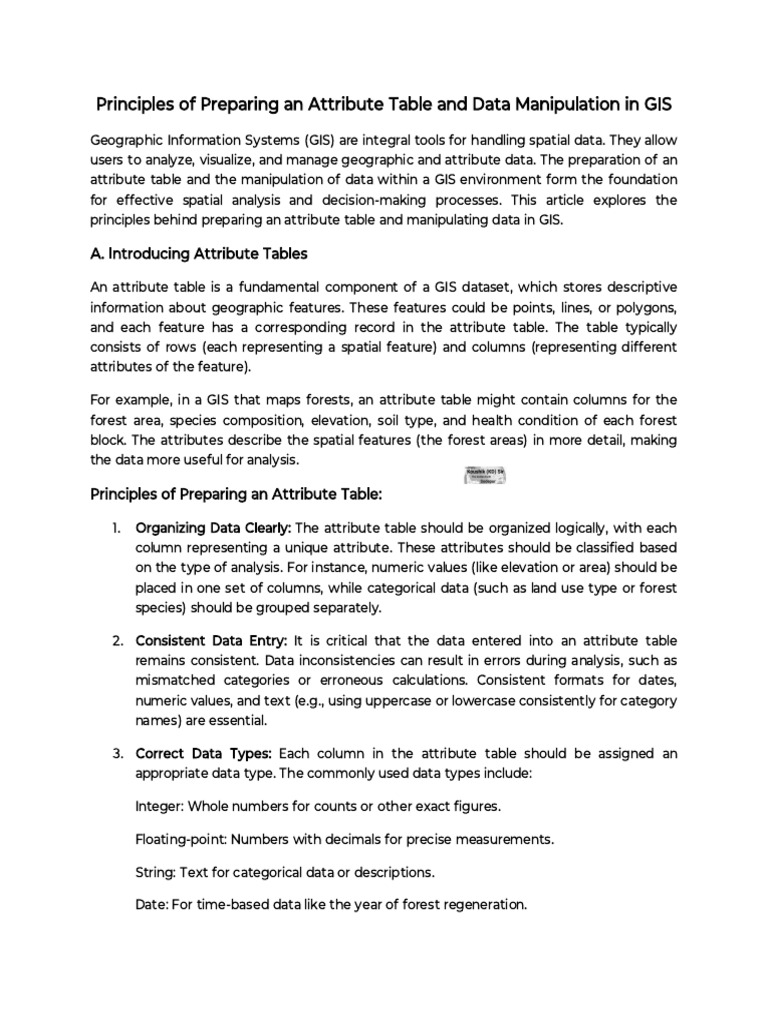 Principles of Preparing Attribute Table and Data Manipulation English ...