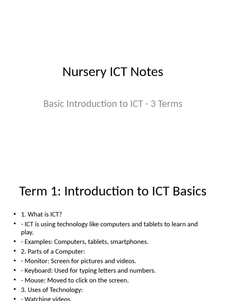 Nursery_ICT_Notes_Presentation | PDF