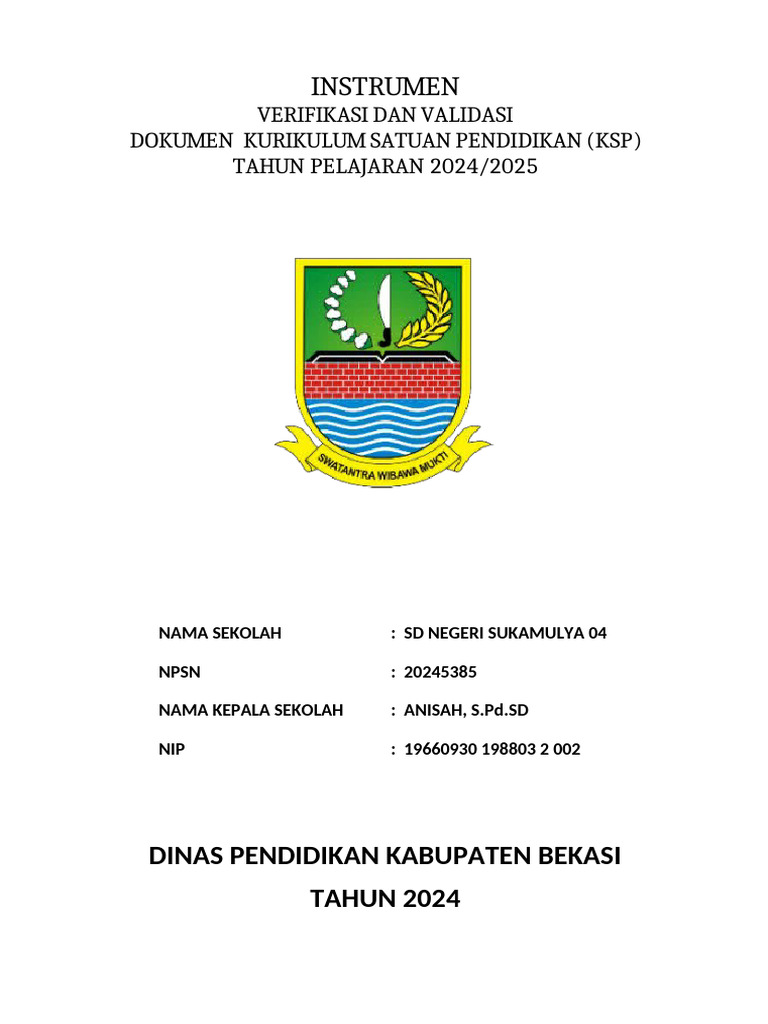 Instrumen KSP Dinas Pendidikan Kab Bekasi | PDF