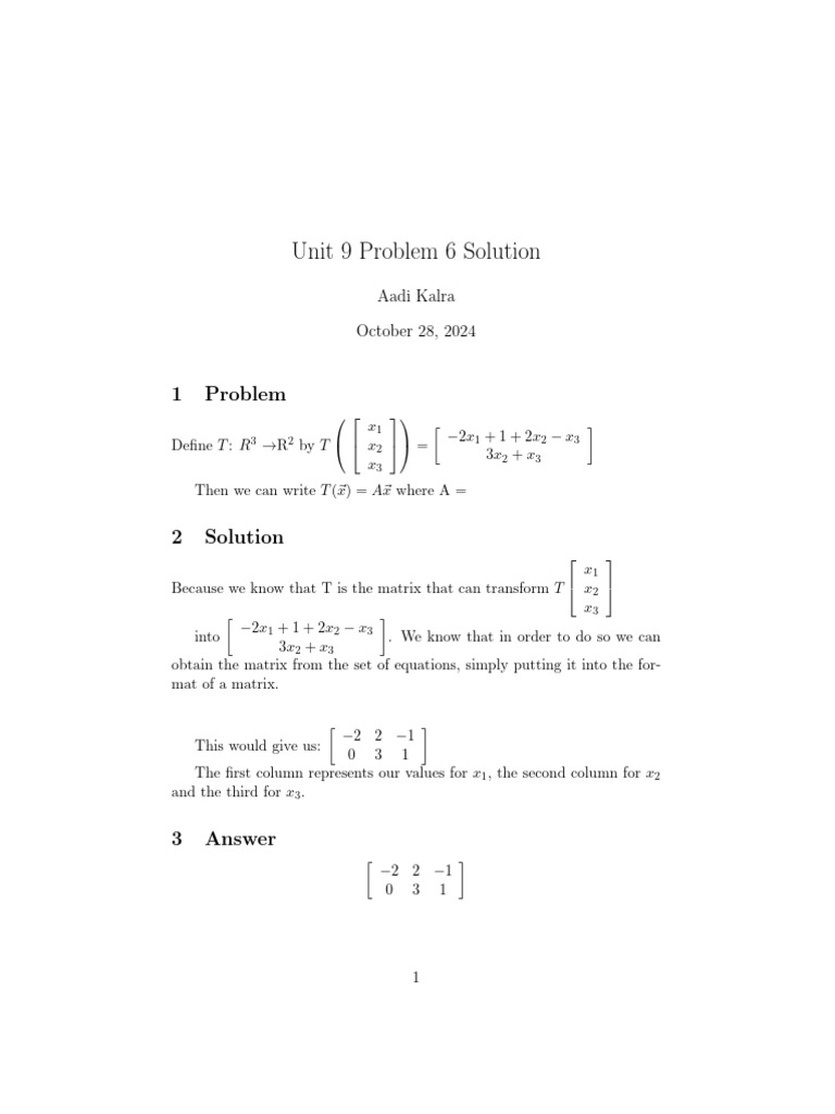 Unit 9 Problem 6 Solution | PDF