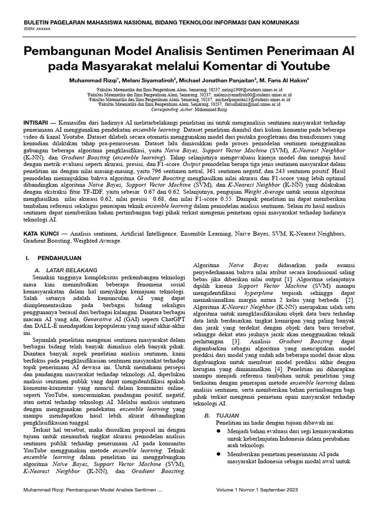 Pembangunan Model Analisis Sentimen Penerimaan AI Pada Masyarakat ...