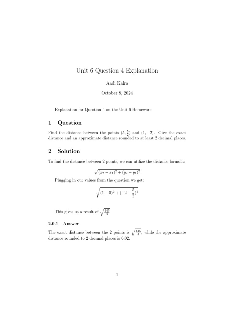 Unit 6 Question 4 Explanation | PDF