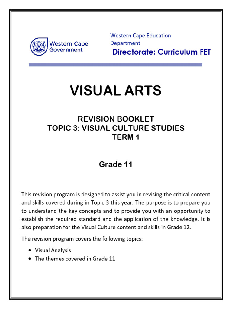 Visual Arts Revision T1 Gr11 2024 | PDF | Realism (Arts) | Composition (Visual Arts)