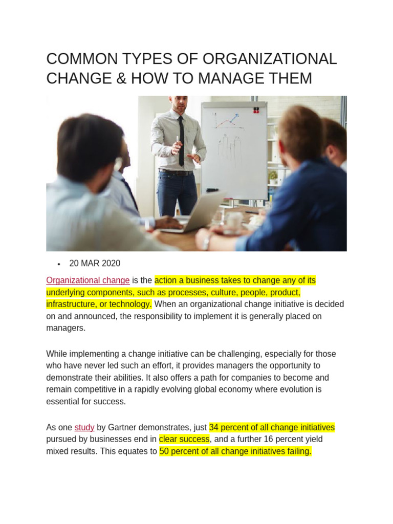 Common Types of Organizational Change - HBR Article | PDF | Customer ...