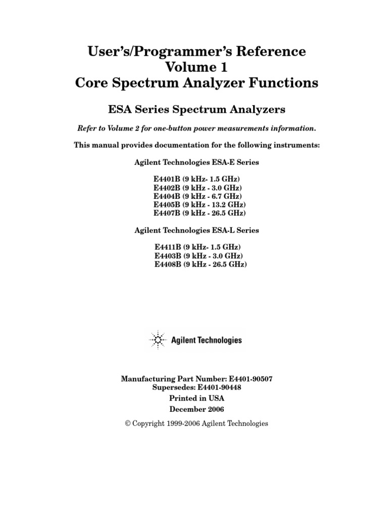 User's/Programmer's Reference Core Spectrum Analyzer Functions | PDF | Computer Engineering ...