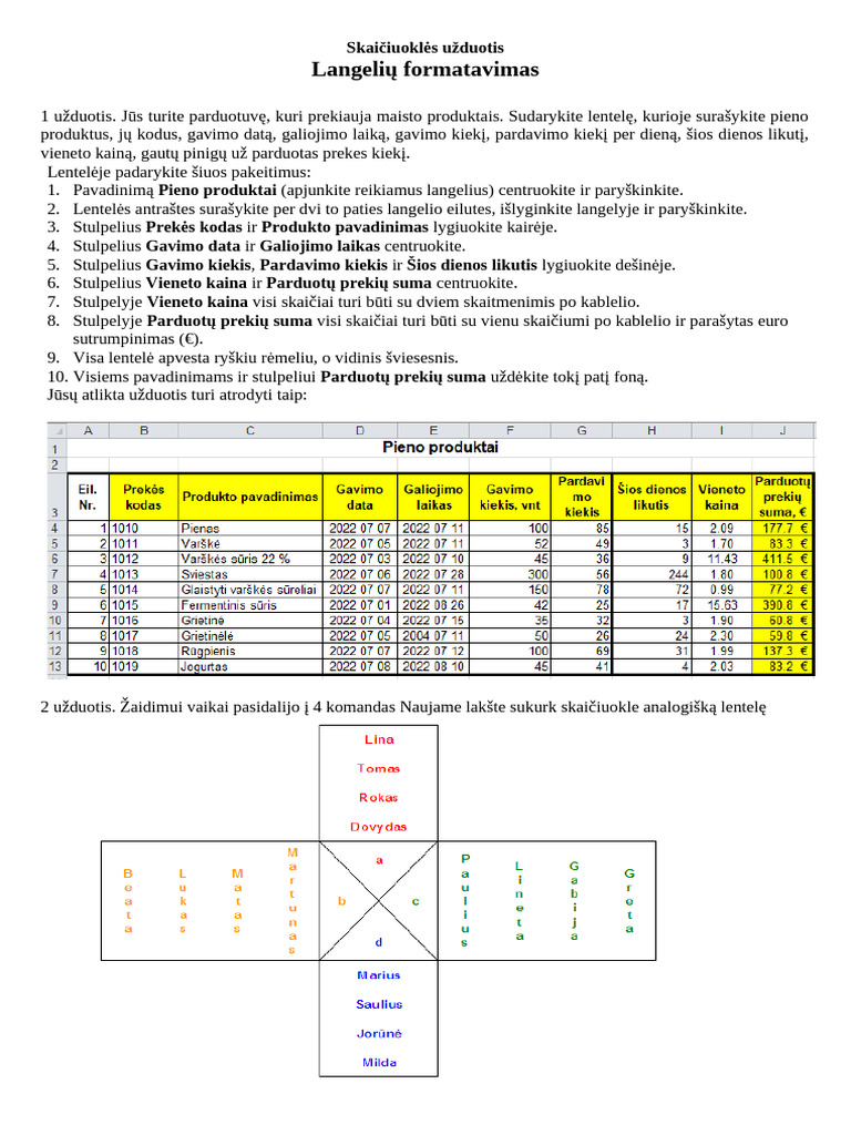 2 Pamoka - Langelių Formatavimas | PDF