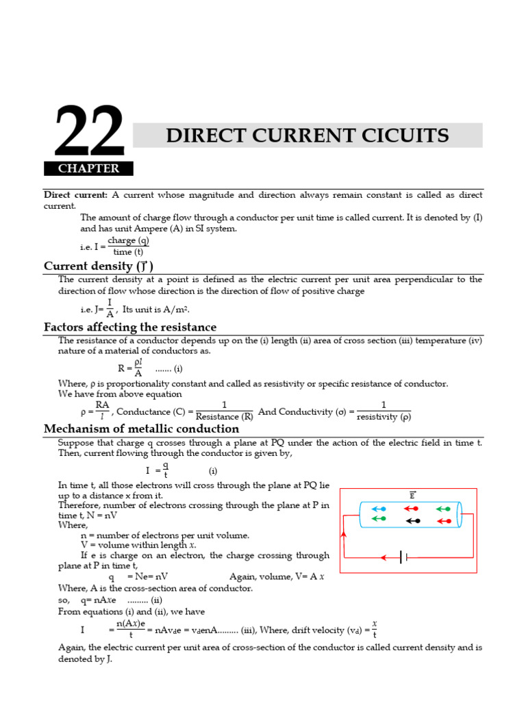Chapter 21 Direct Current Circuits | PDF | Electrical Resistivity And ...