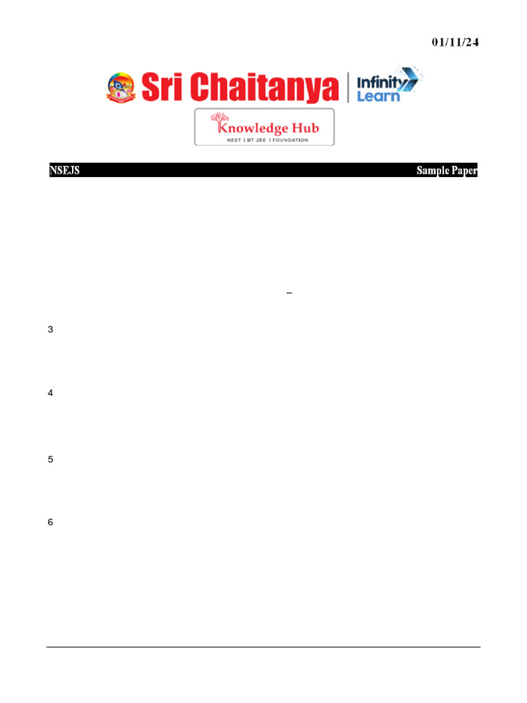 NSEJS SAMPLE PAPER 1.11.24 | PDF | Heart Valve | Chemistry