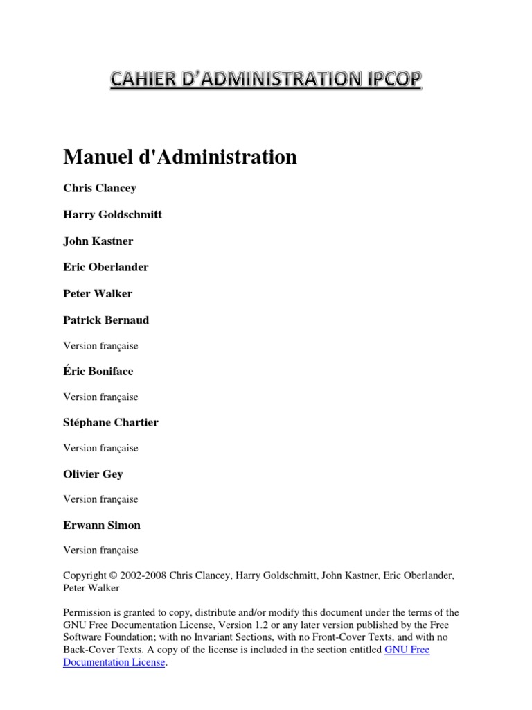 Cahier D'administration Ipcop | PDF | Sauvegarde (informatique) | Enveloppe de protection