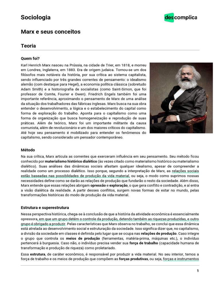 Aprofundamento Filosofia Marx e Seus Conceitos 19-04-2021 | PDF | Karl ...
