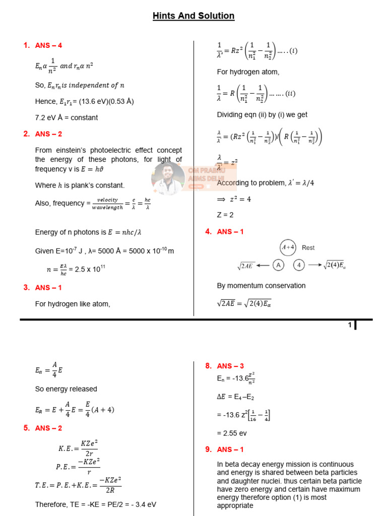 CB#18 (Modern Physics Sol) | PDF | Electronvolt | Photoelectric Effect