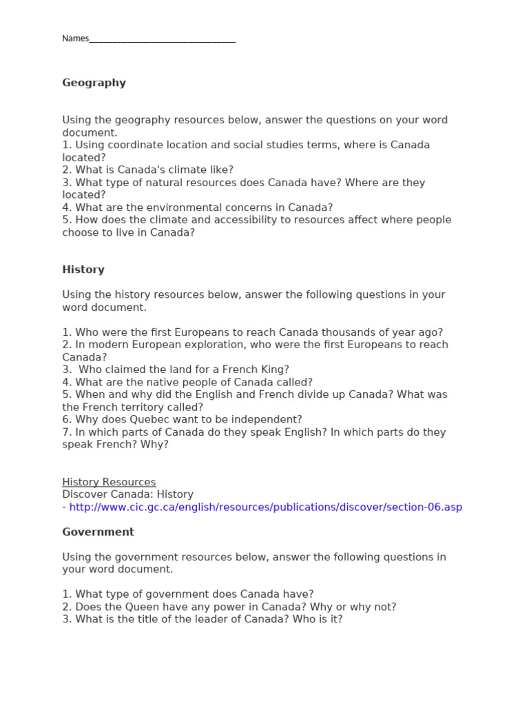 Canada_webquest | PDF