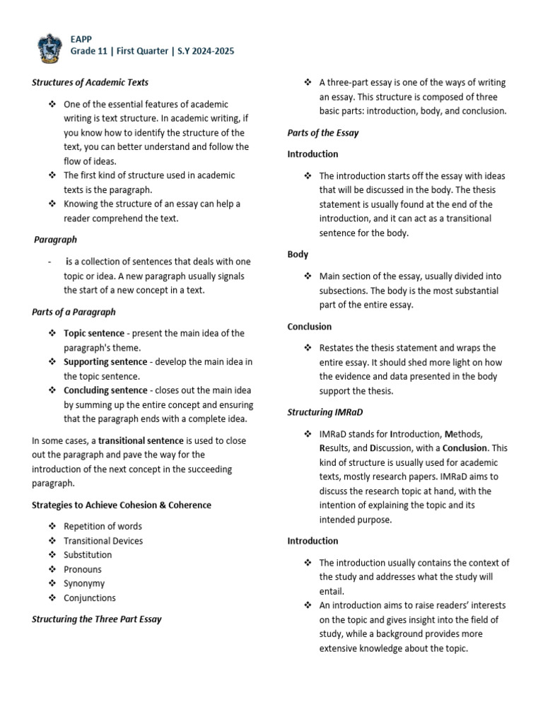 EAPP Q1 | PDF | Essays | Speed Reading