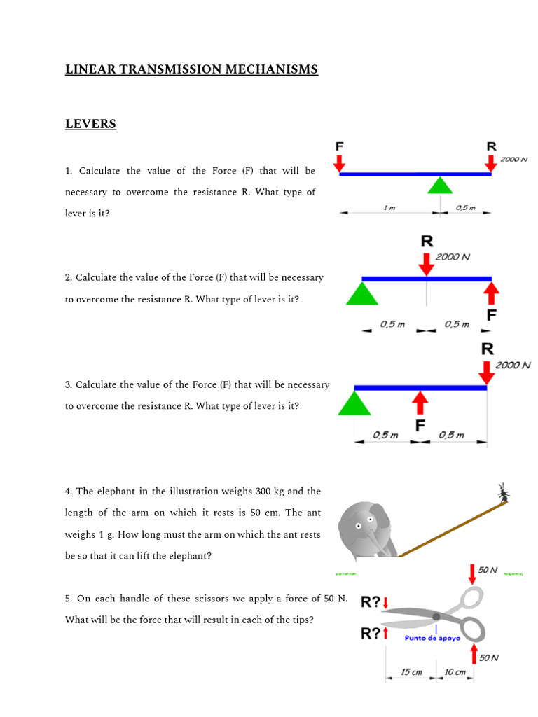 Mechanisms Worksheet | PDF | Gear | Force