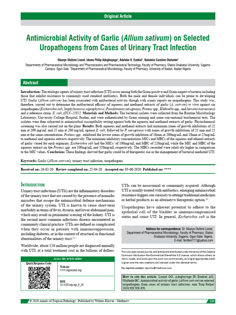 Cosmetic logy | PDF | Urinary Tract Infection | Garlic