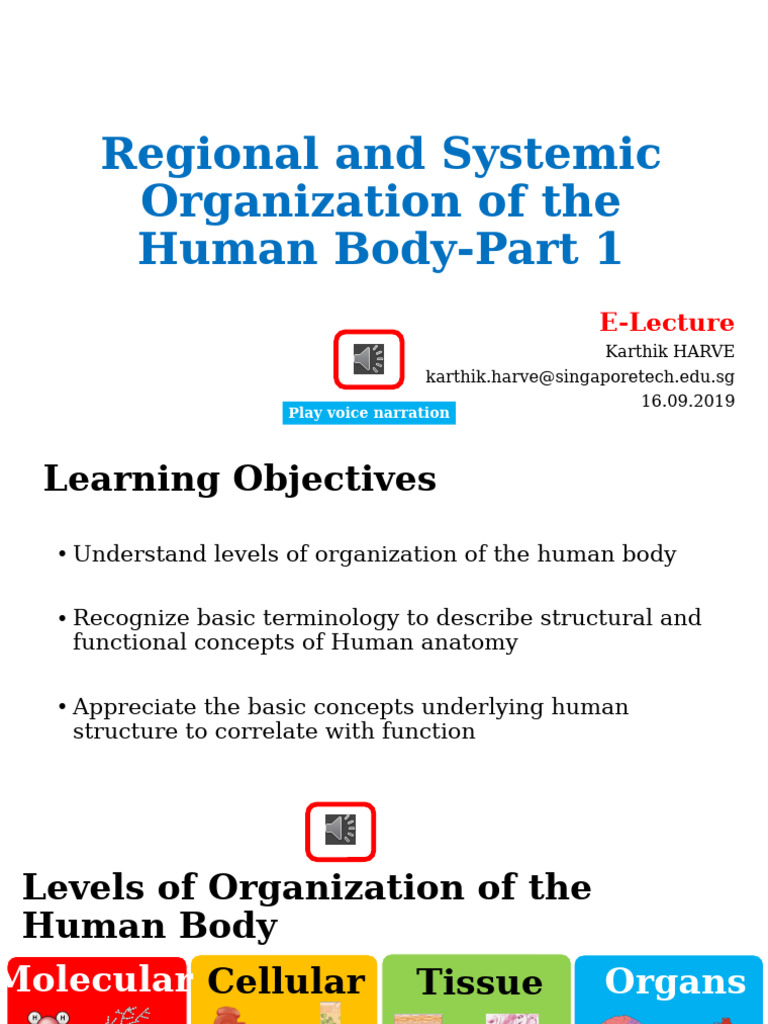 1 - Regional and Systemic Organization of The Human Body | PDF ...