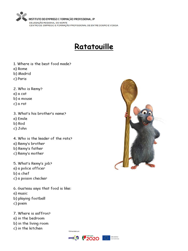 Ratatouille Quiz: Test Your Knowledge | PDF