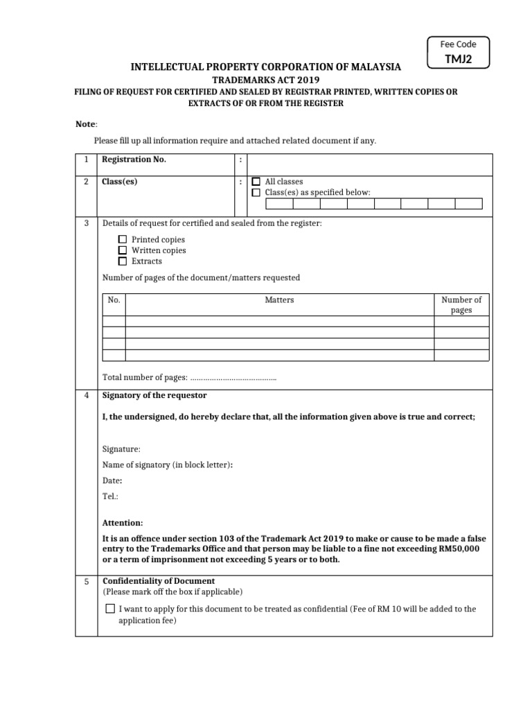 TMJ2 Filing of Request For Certified and Sealed by Registrar Printed ...