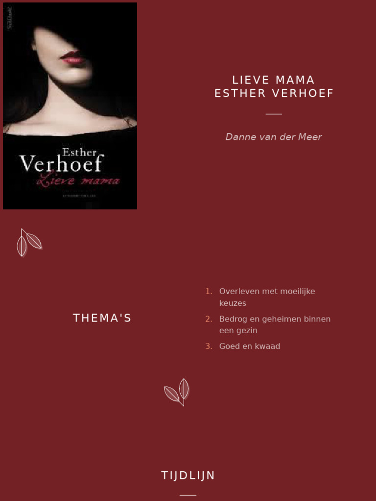 Lieve Mama Esther Verhoef: Danne Van Der Meer | PDF