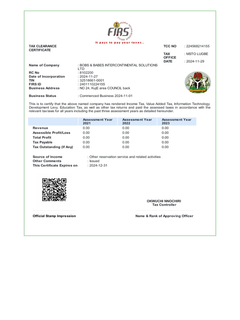 Tax - Clearance - 2024-12-01T091114.985 | PDF | Taxes | Government Finances