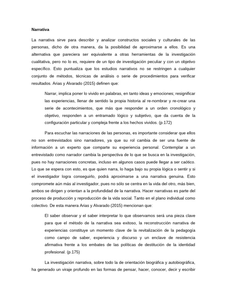 Investigación Narrativa en Educación | PDF | Narrativa | Narración