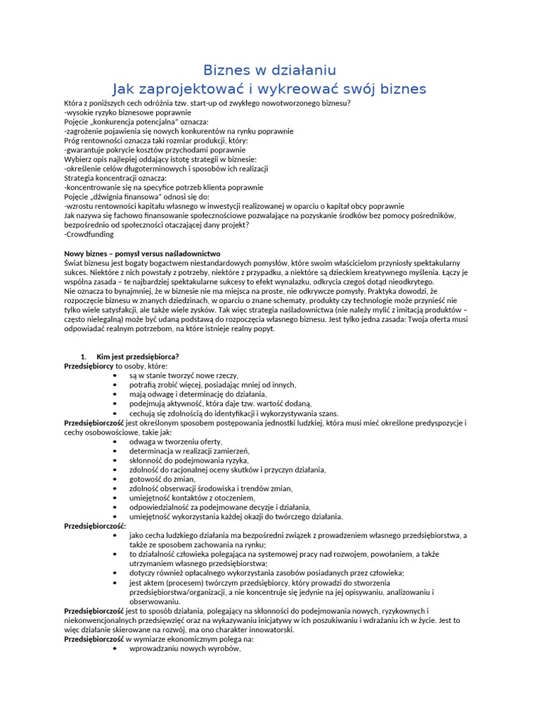 Biznes W Działaniu | PDF