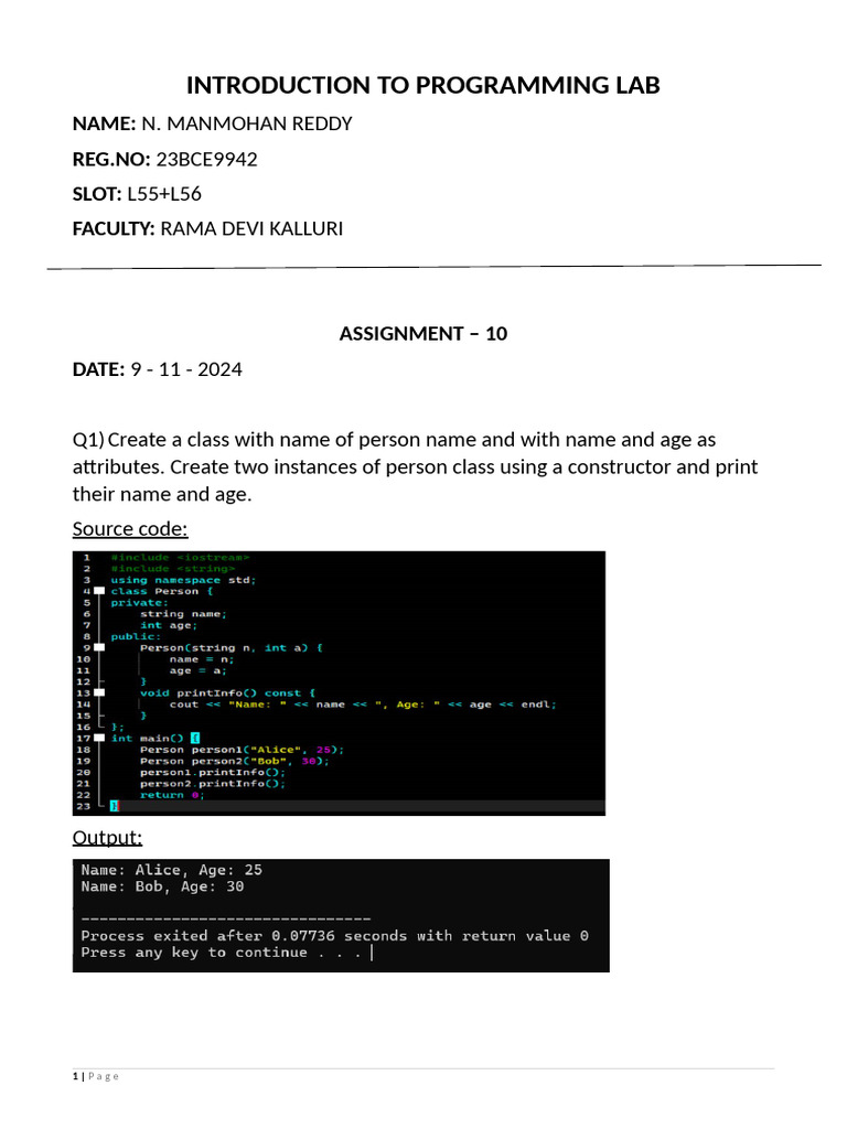 Programming Lab Assignment | PDF
