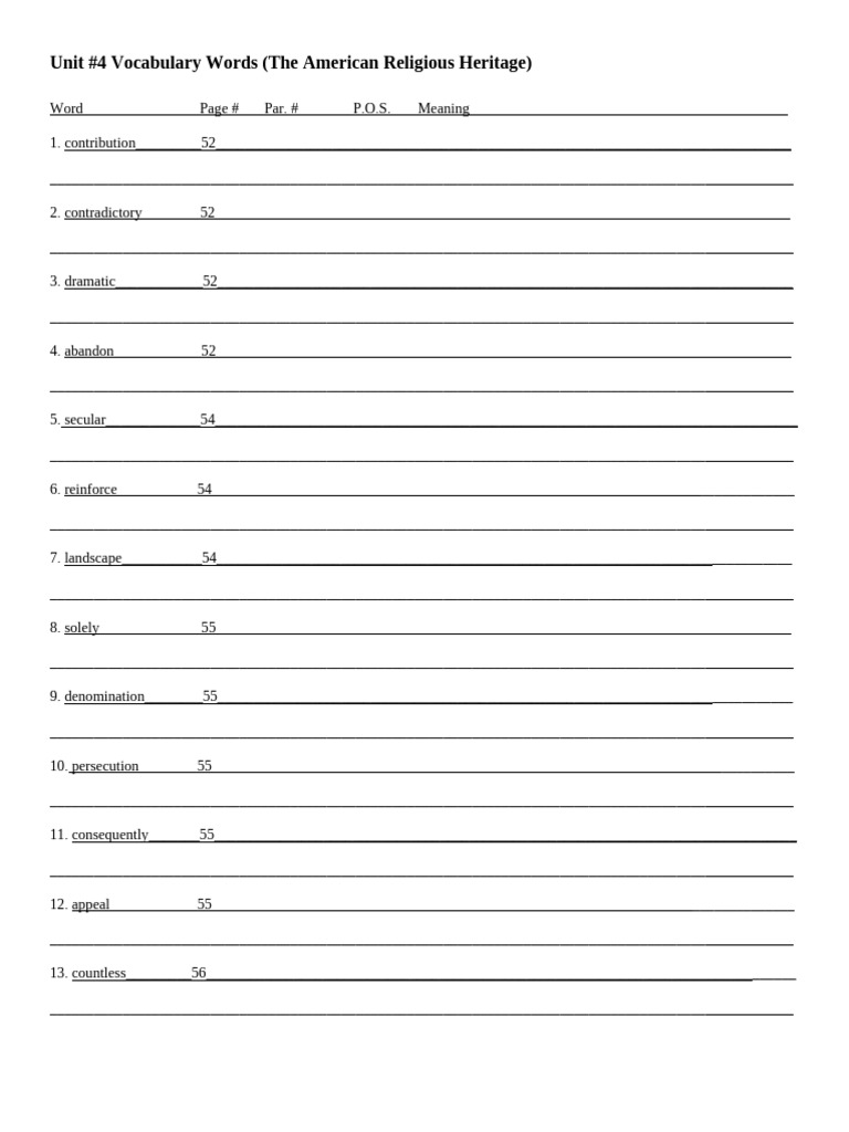 Unit 4 Vocabulary-American Ways | PDF