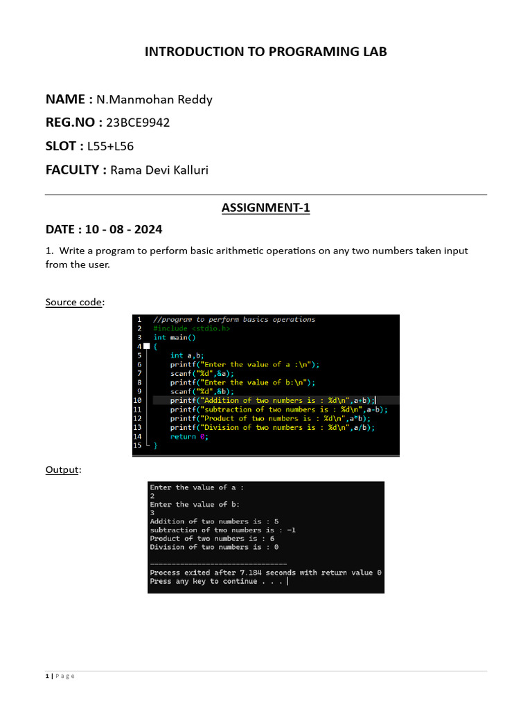 Programming Lab Assignment Overview | PDF