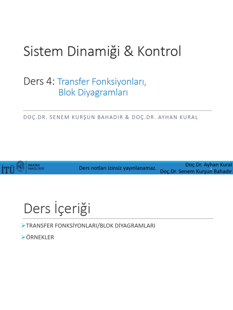 System Dynamics & Control - Lecture 4 - Ninova | PDF