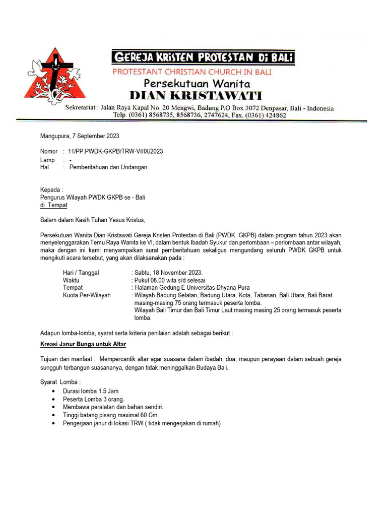 011 - PWDK - Surat Undangan PW-Wil - TRW | PDF