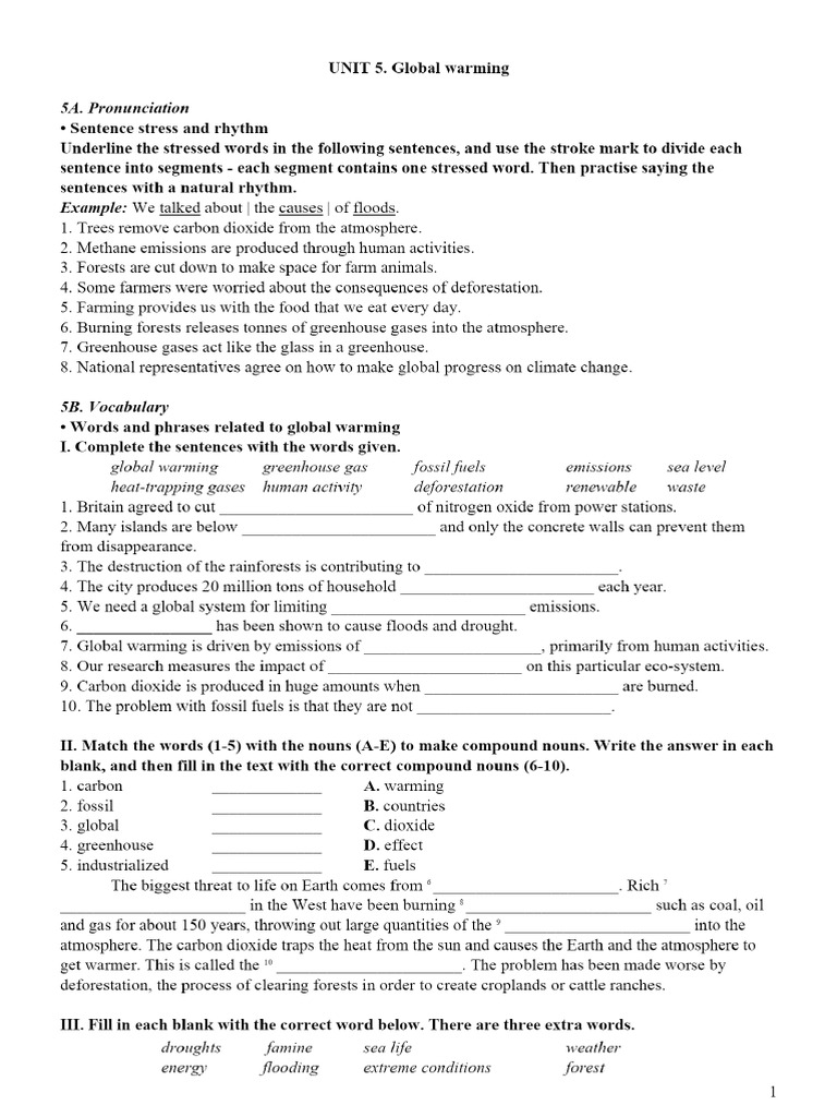 UNIT 5. Global Warming | PDF