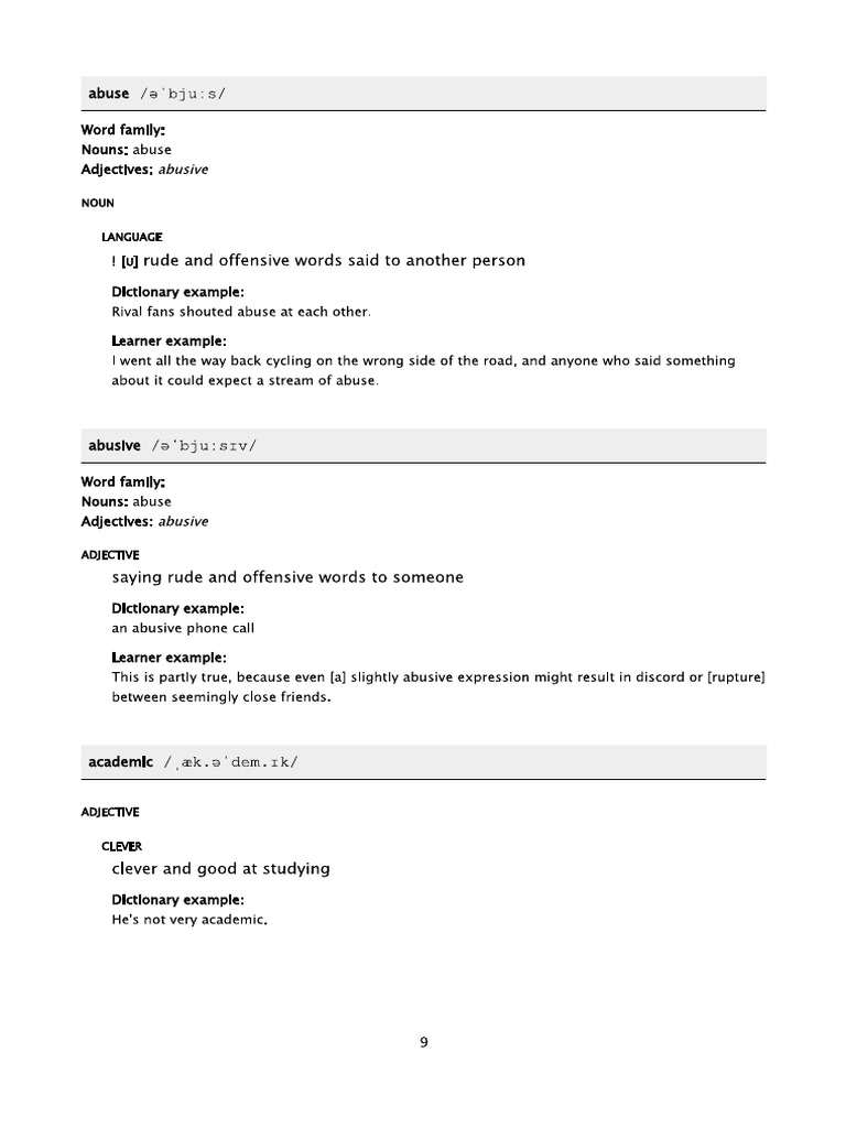 Le Letter A Page 2 Vocabulary C2 | PDF