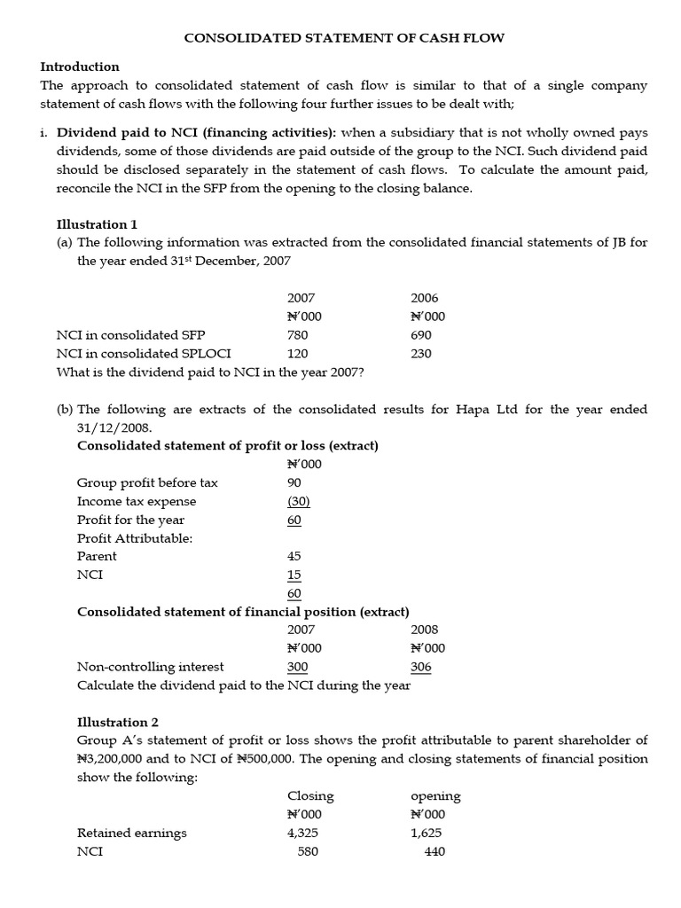 Consolidated Statement of Cash Flow | PDF | Dividend | Cash Flow Statement