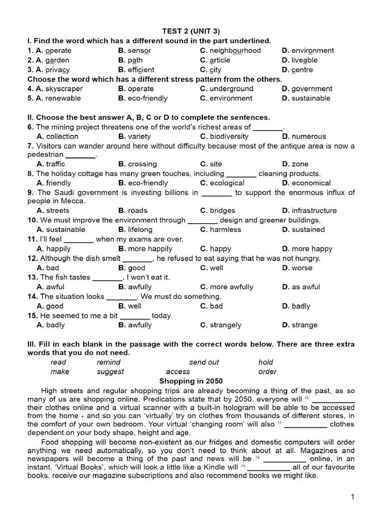 UNIT 3 - TEST 2 | PDF